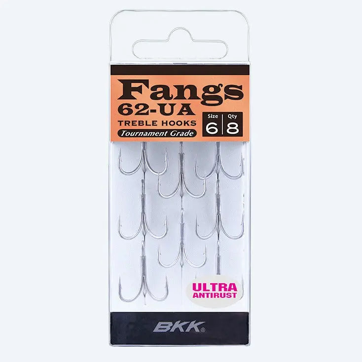 BKK FANGS 62 UA Treble Hooks 2/0 - 6pk - Lucky Lure Tackle
